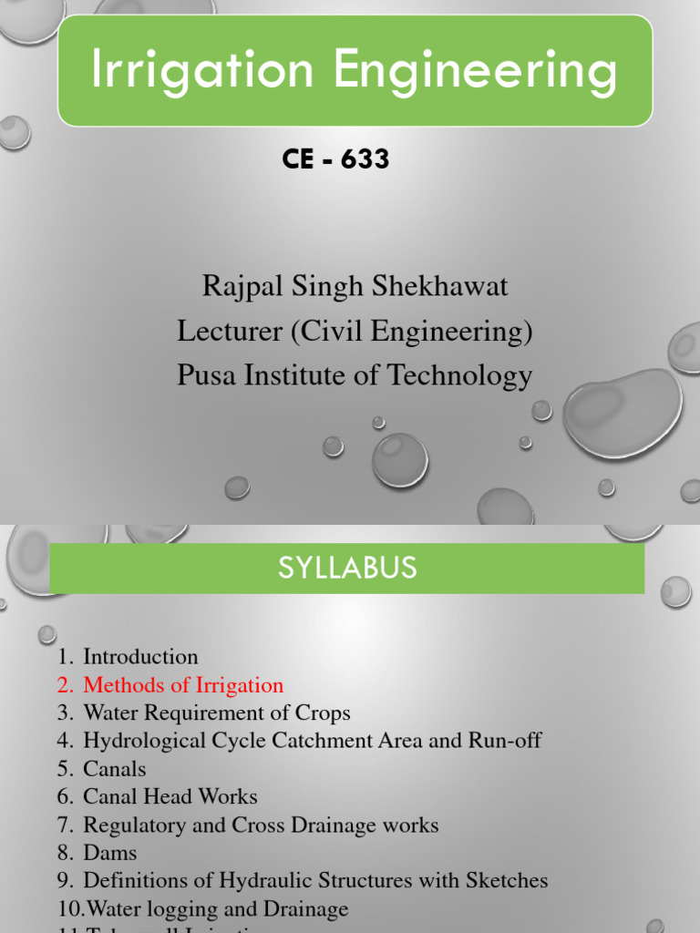 Flow and Inundation Irrigation Methods | PDF | Irrigation | Water