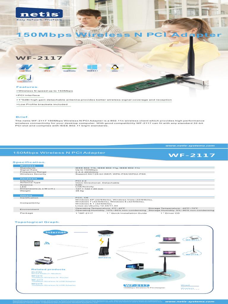 WF2117 Datasheet 150330 | PDF | Wi Fi | Wireless Lan