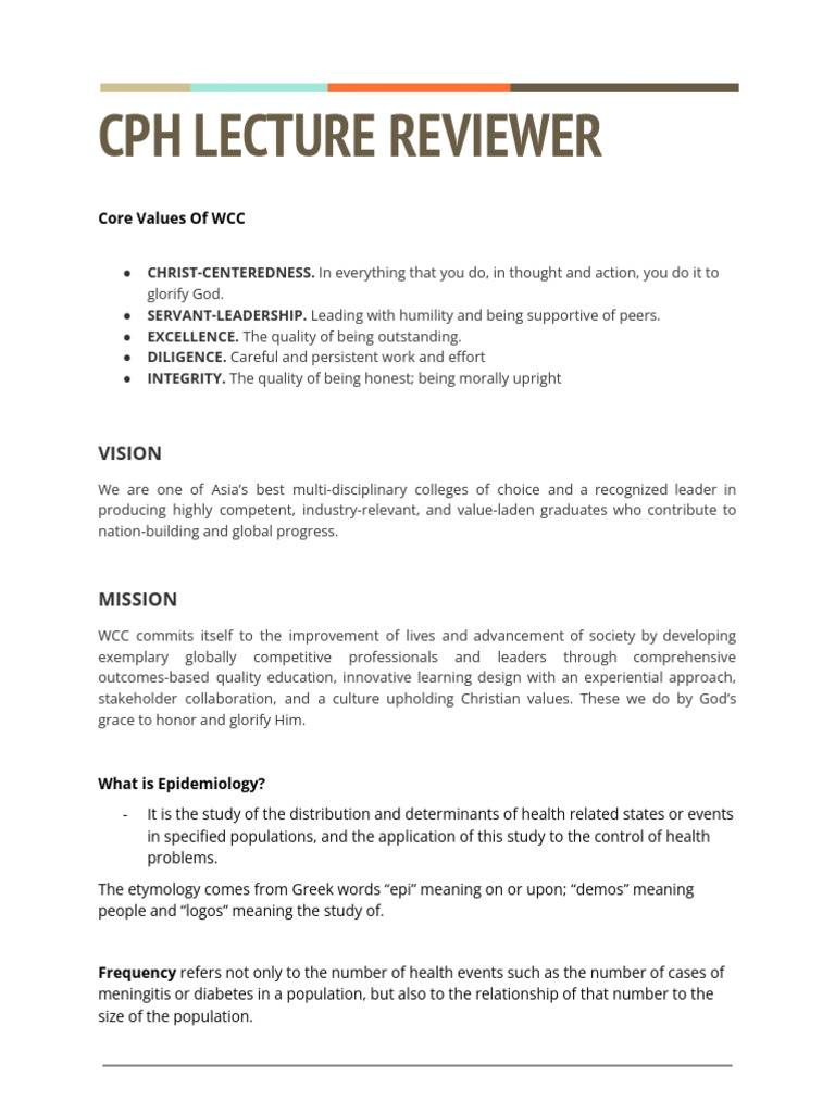 CPH Lecture Reviewer | Download Free PDF | Public Health | Infection