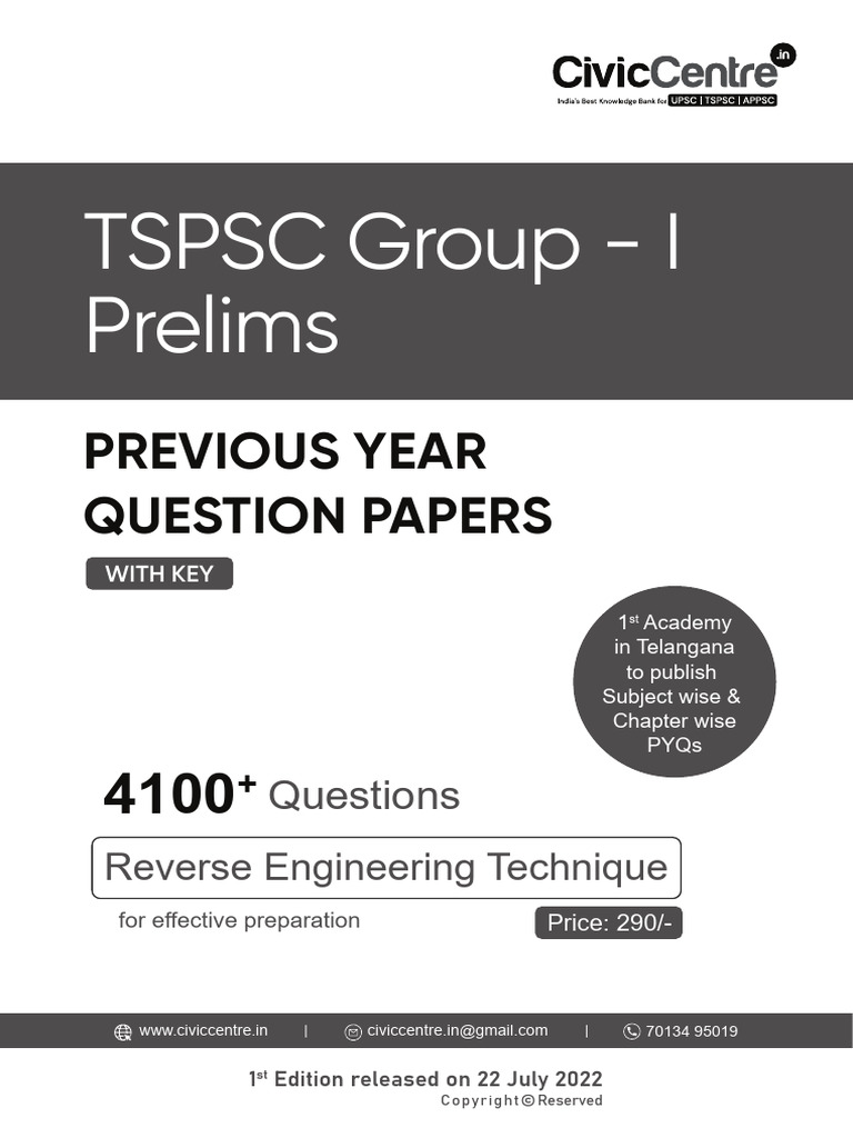 TSPSC Group I Prelims 4100 PYQs Key | PDF