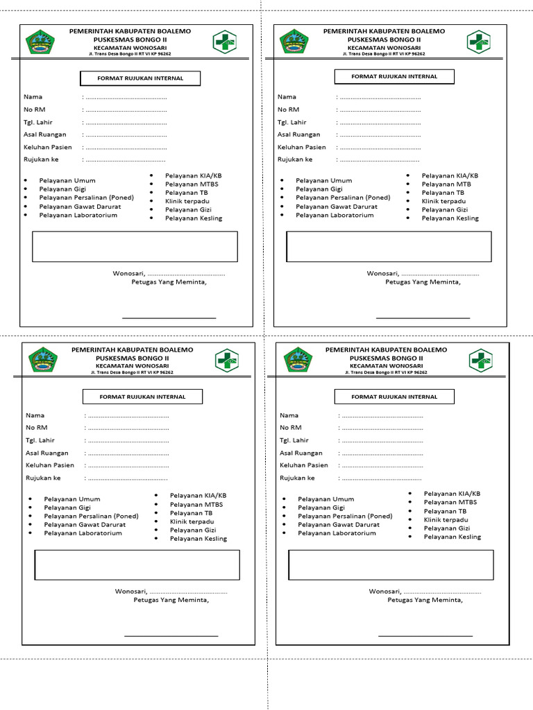 Format-Rujukan-Internal PKM Bongo 2 | PDF