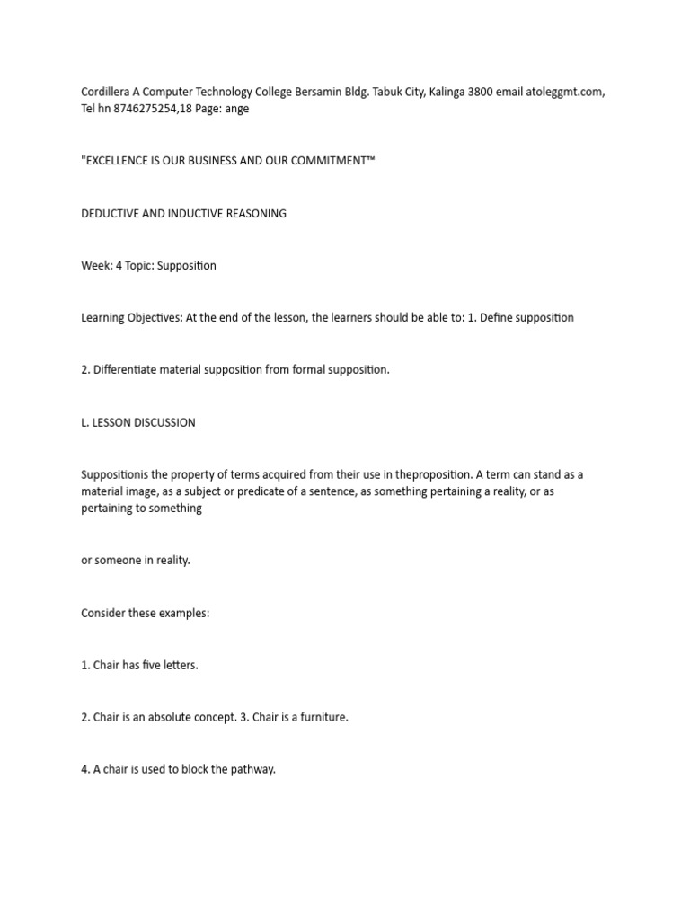 Lesson 4 - Introduction To Logic | PDF | Argument | Existence