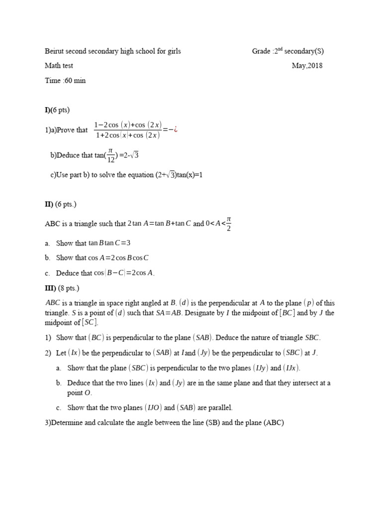 Trigonometry Geometrie In Space Pdf