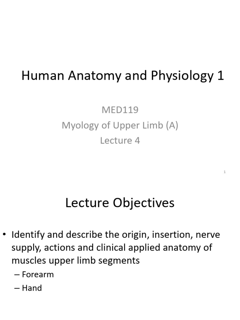 Week 5 Myology of Upper Limb (A) Lecture 4 | PDF