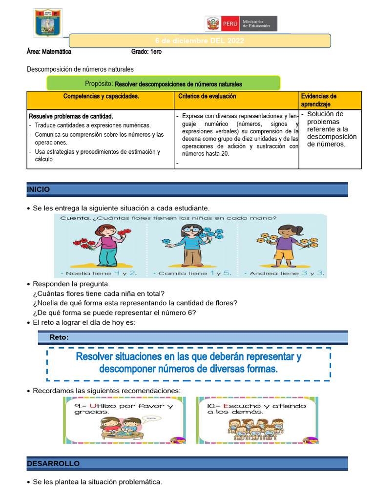 SESION 6 de Diciembre DE-MATEMATICA | PDF