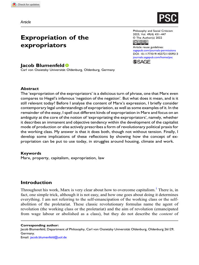 Jacob Blumenfeld - Expropiación de Los Expropiadores | PDF | Capitalism ...