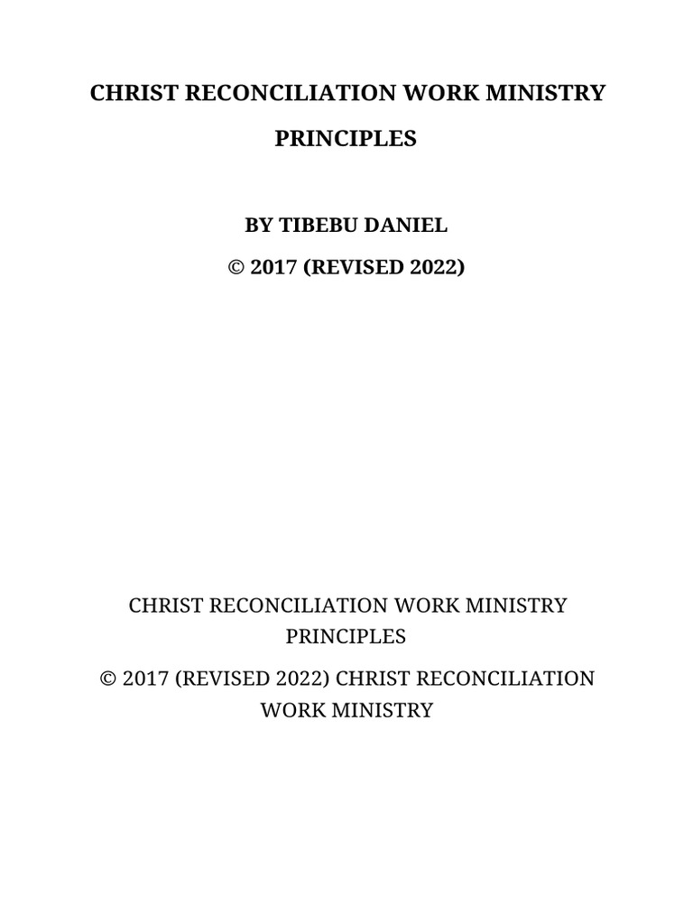 1christ Reconciliation Work Ministry Principles18 by Tibebu Daniel ...
