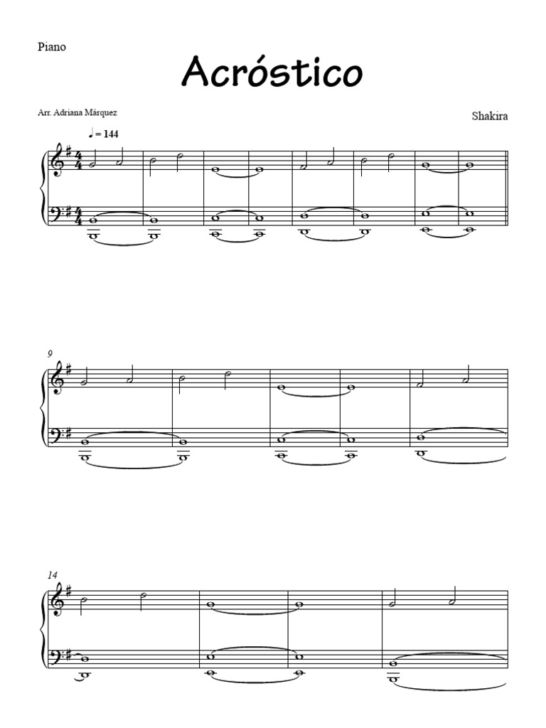 Acrostico - Piano | PDF