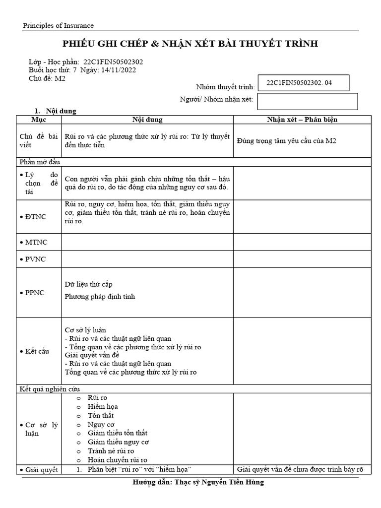 46.phieu Ghi Chep Bai Thuyet Trinh - Module 2 | PDF