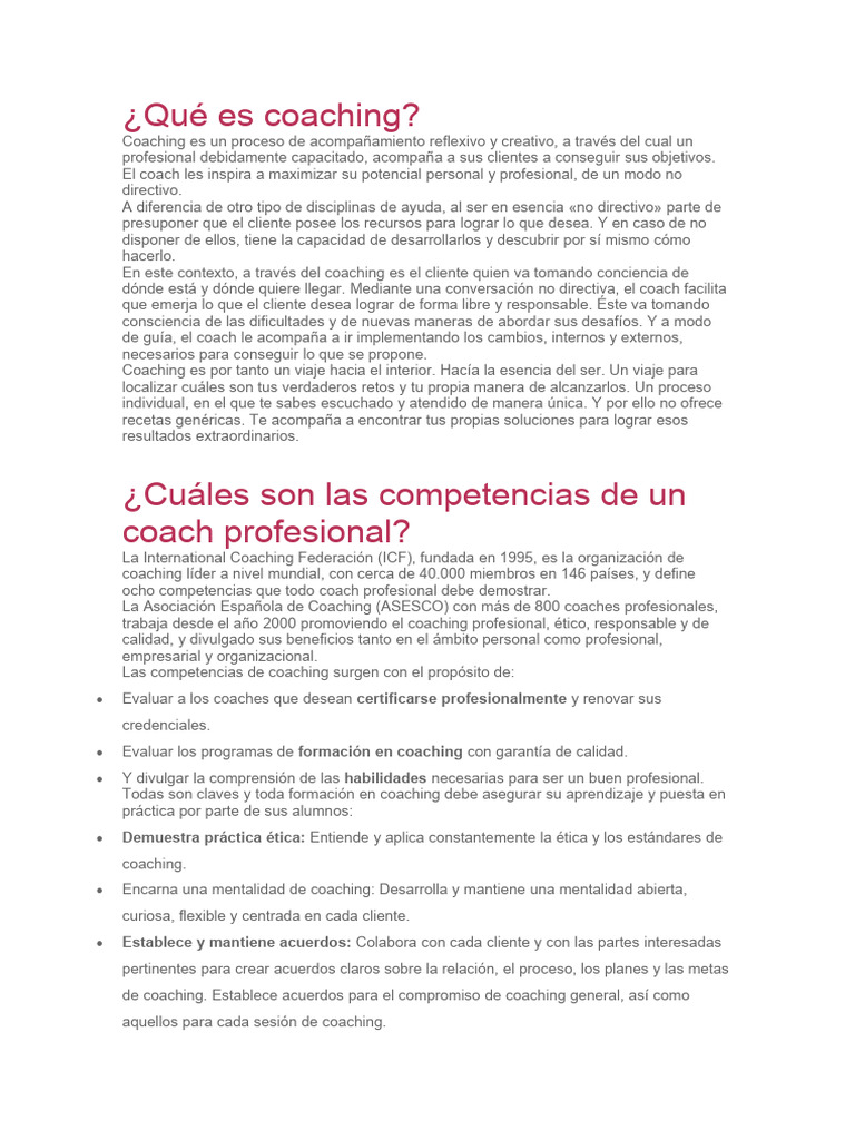 Qué Es Coaching | PDF