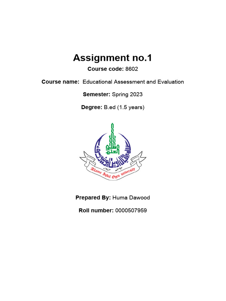 8602 Solved Assign 1 Download Free Pdf Educational Assessment