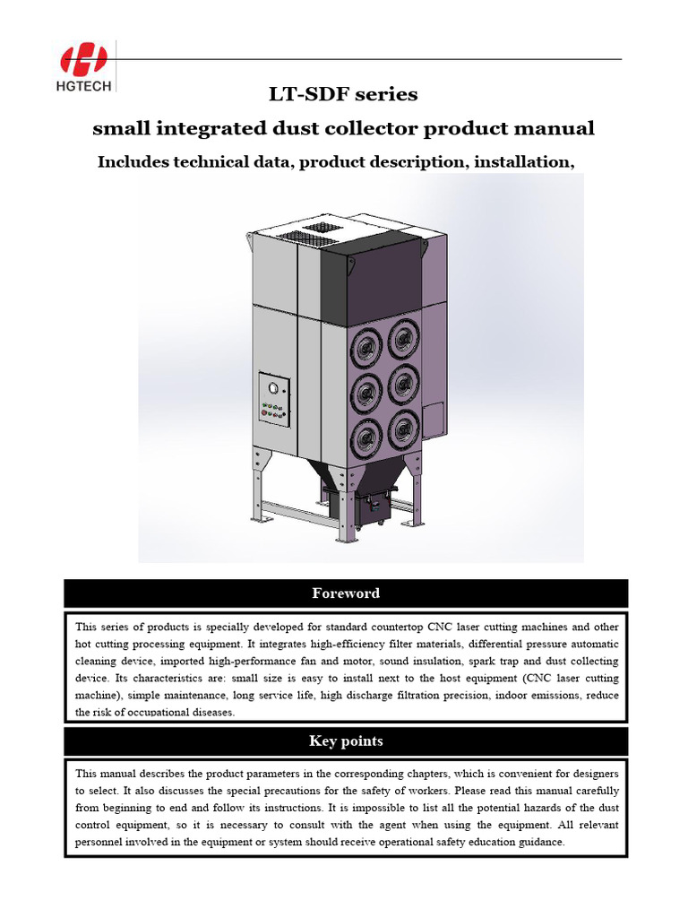 LT-SDF-6 Dust Collector Manual | PDF | Valve | Firefighting