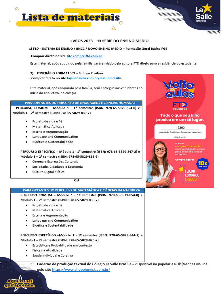 1 Serie NOVO ENSINO MEDIO 2023 | PDF | Science