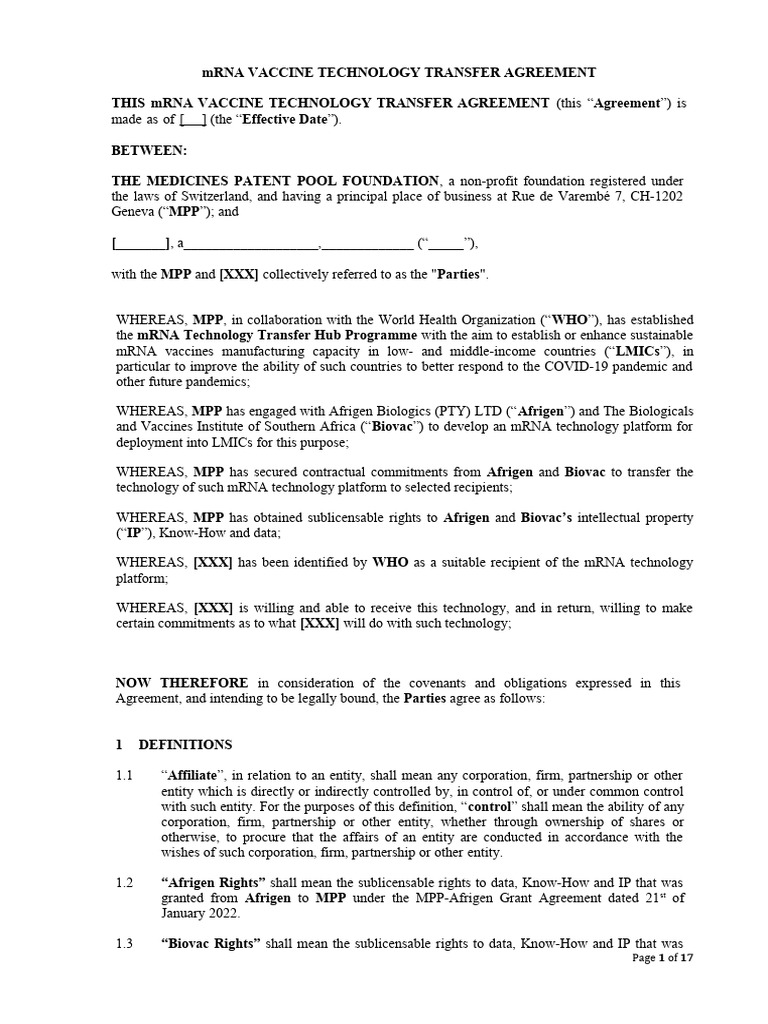 Technology Transfer Agreement Template | PDF | Legal Remedy | Breach Of Contract