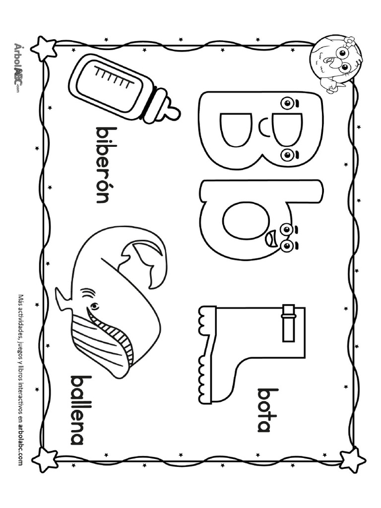 Letra B Para Colorear Árbol Abc Pdf