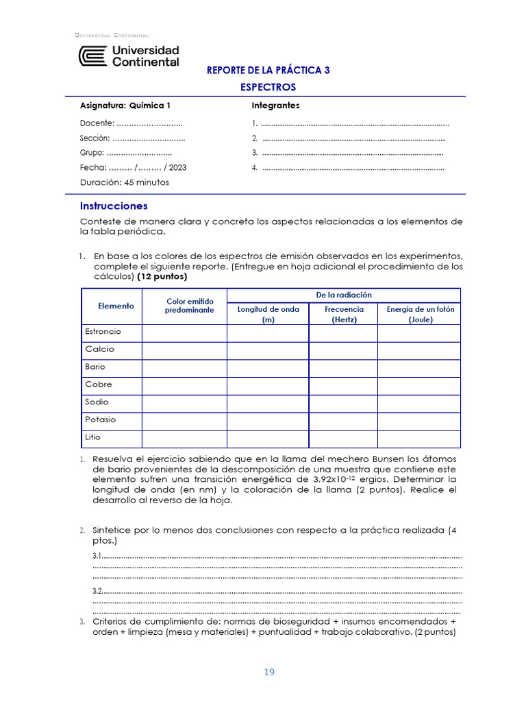 Reporte de Práctica: Espectros y Longitudes | PDF | Espectro de emisión | Átomos
