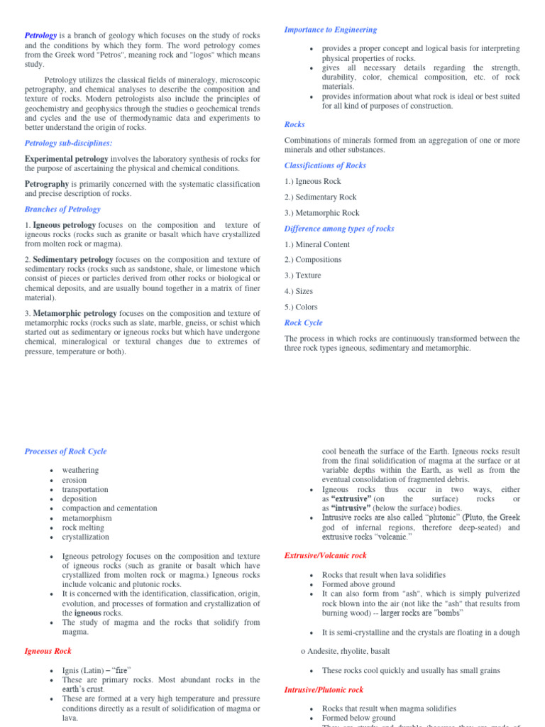 PETROLOGY | PDF | Rock (Geology) | Igneous Rock