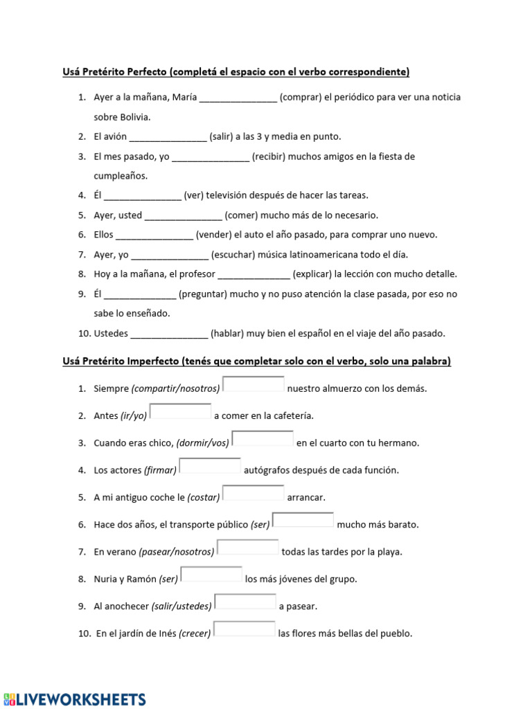 Pretérito Perfecto VS Pretérito Imperfecto | PDF