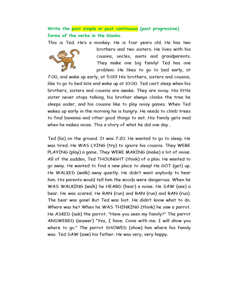 Worksheet About Past Progressive | PDF