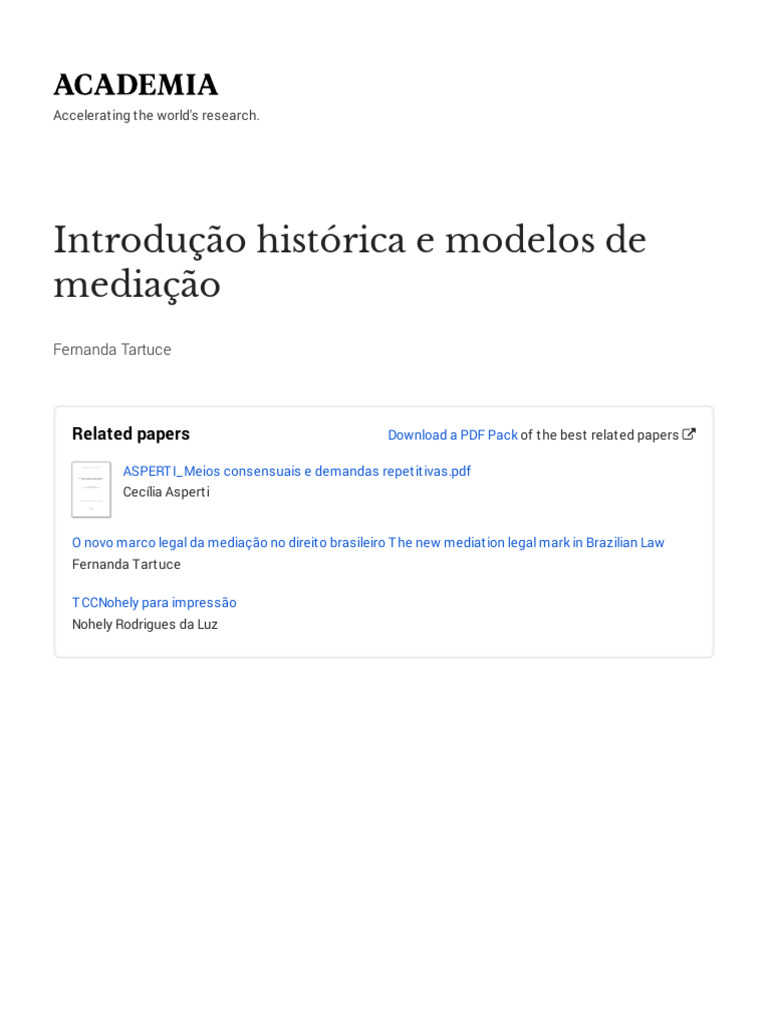 Introducao Historica Modelos Alternativos | PDF | Mediação | Sociologia Introducao Historica Modelos Alternativos | PDF | Mediação | Sociologia