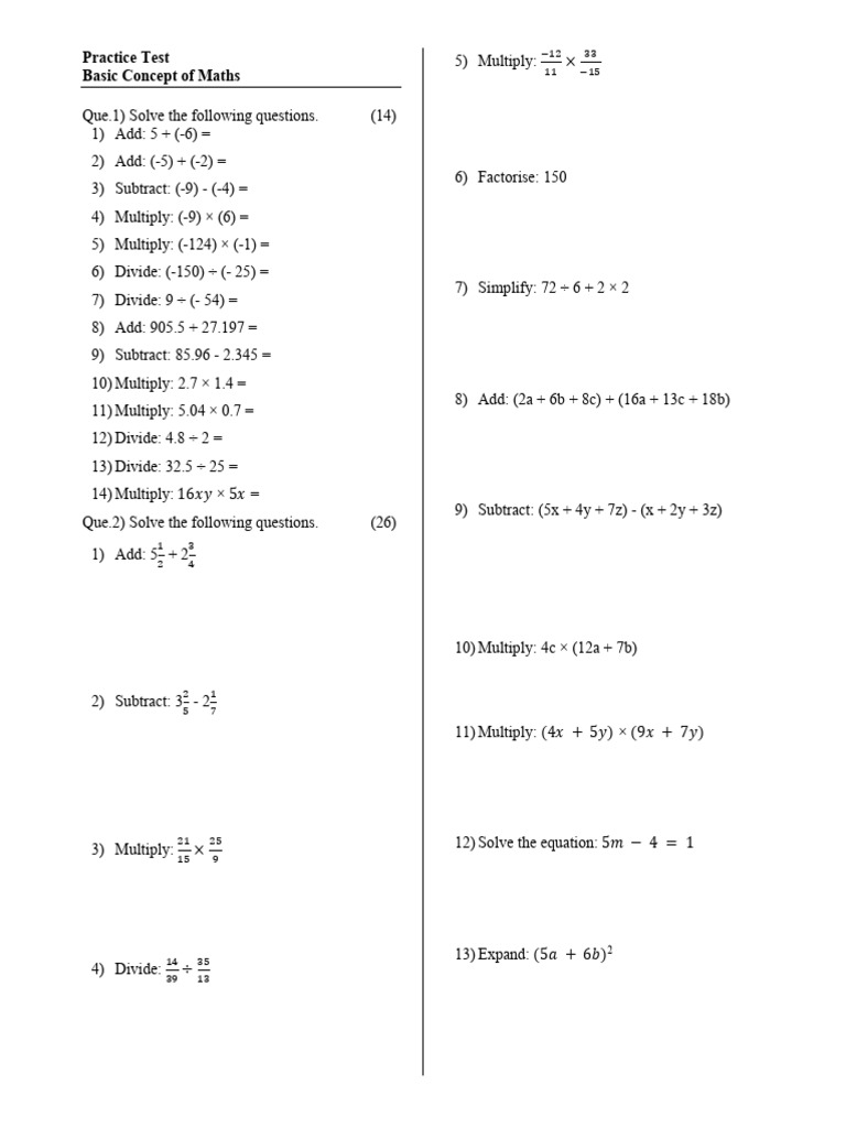 Basic Concept Test | PDF