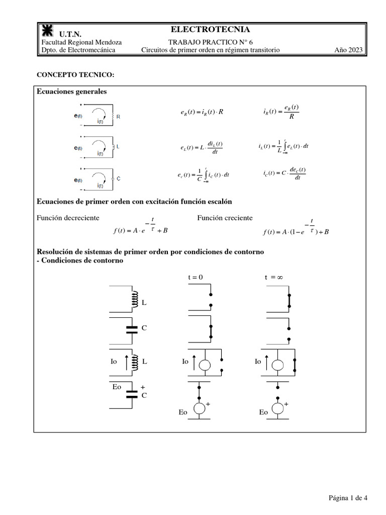 06 - E2023 - TP Transitorios 1er Orden | PDF | Red eléctrica | Física