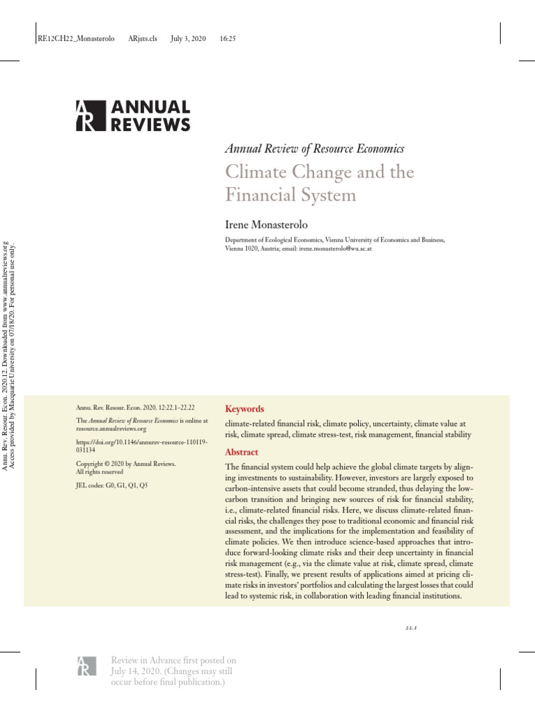 Climate Change and Finance System | PDF | Risk | Low Carbon Economy