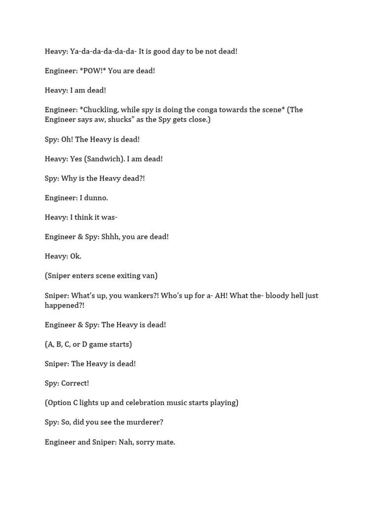Heavy Is Dead Script Pdf 