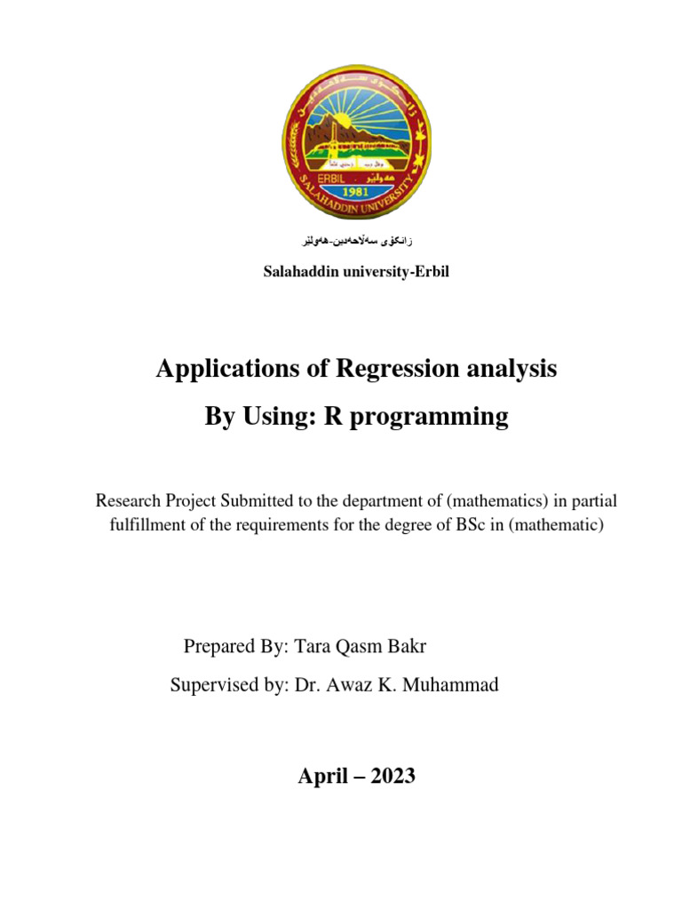 Applications of Regression Analysis by Using R Programming - Tara Qasm Bakr | PDF | Regression ...