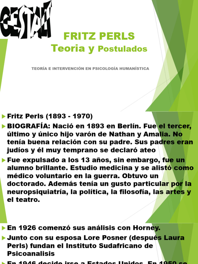 FRITZ PERLS - LA TERAPIA GESTÁLTICA | PDF | Terapia Gestalt | Aprendizaje