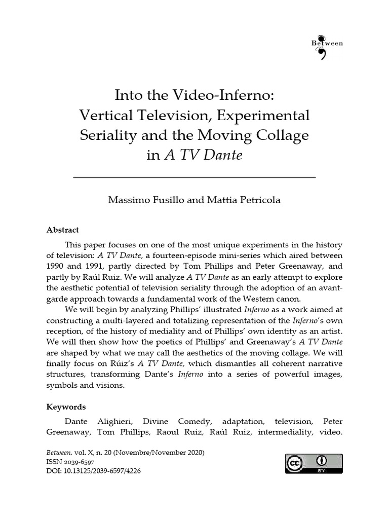 A TV Dante: Experimental Television Art | PDF | Divine Comedy | Dante ...