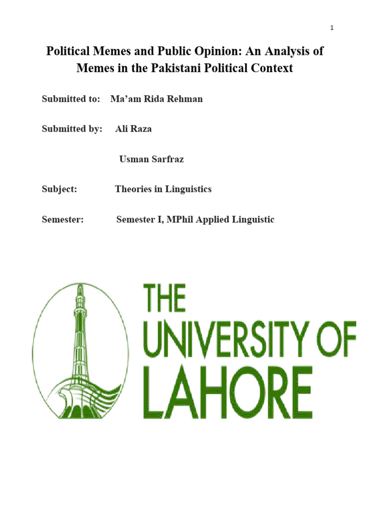 Pakistani Memes Term Paper | PDF