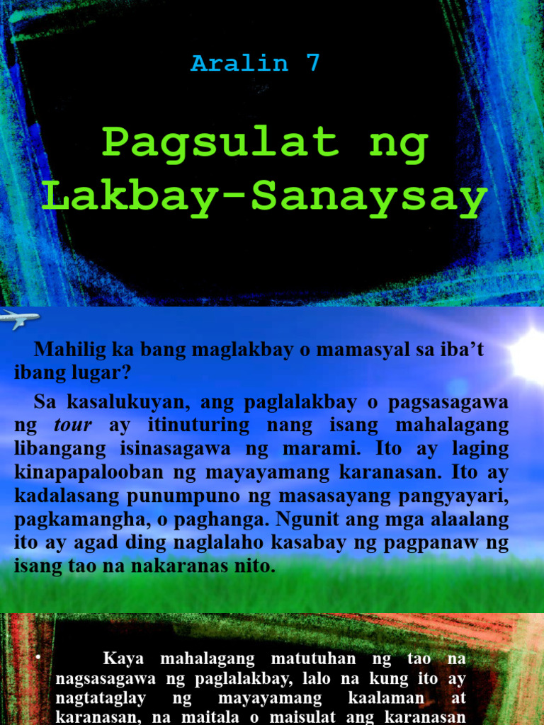 Aralin7 Pagsulat NG Lakbay Sanaysay | PDF