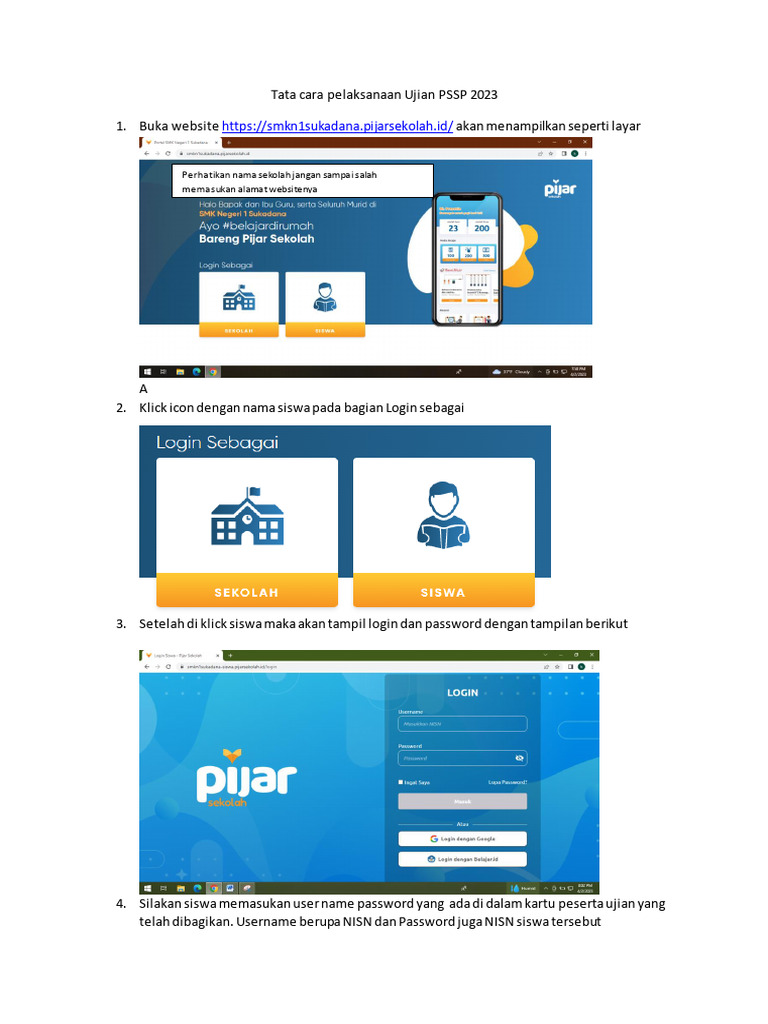 Tata cara pelaksanaan Ujian PSSP 2023 | PDF