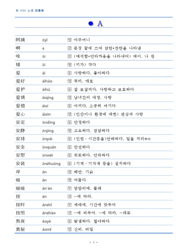 HSK5급 단어장 - pages-1-50 | PDF