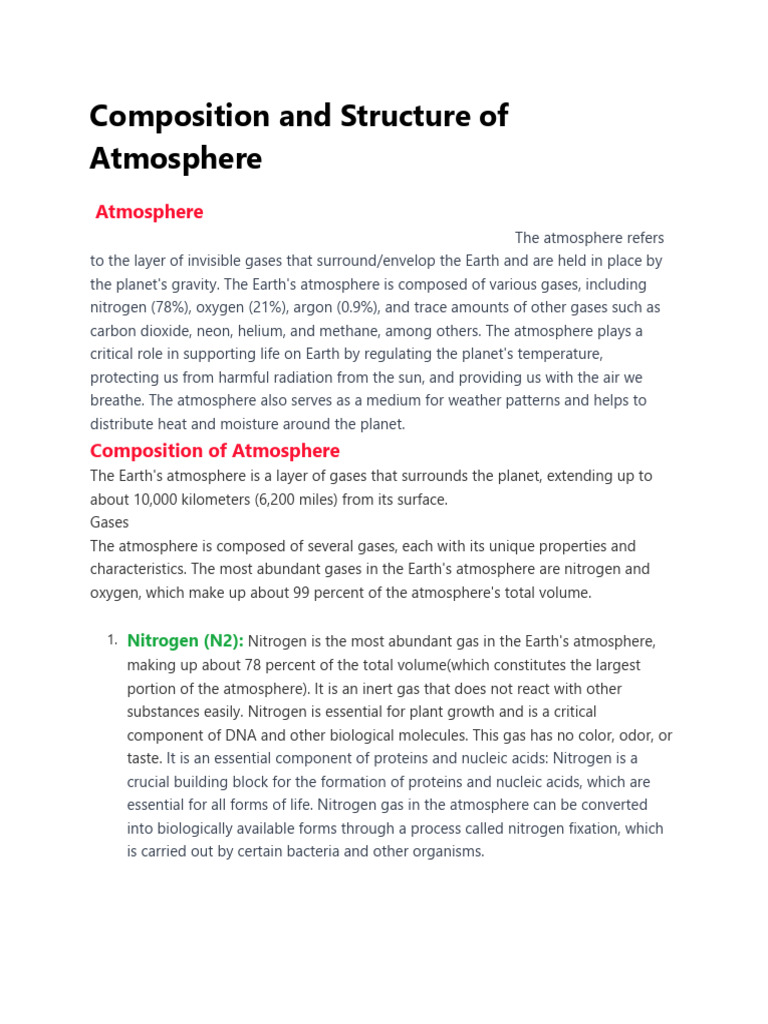 Composition and Structure of Atmosphere | PDF | Atmosphere Of Earth ...