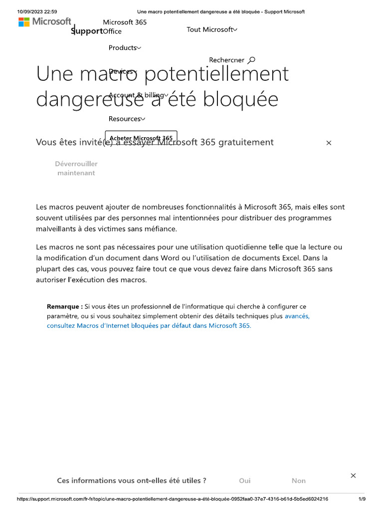 Une Macro Potentiellement Dangereuse A Été Bloquée - Support Microsoft ... Une Macro Potentiellement Dangereuse A Été Bloquée - Support Microsoft ...