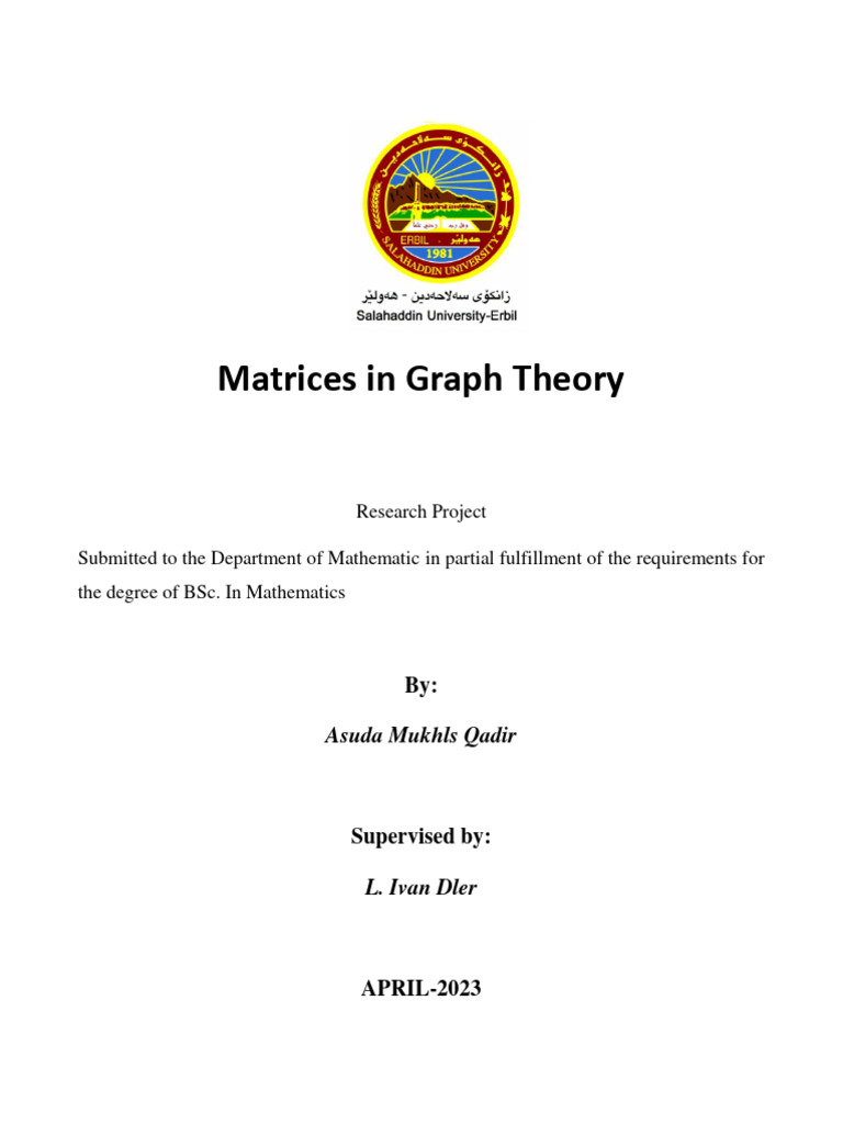 Matrices in Graph Theory - ئاسودە مخلص قادر | PDF