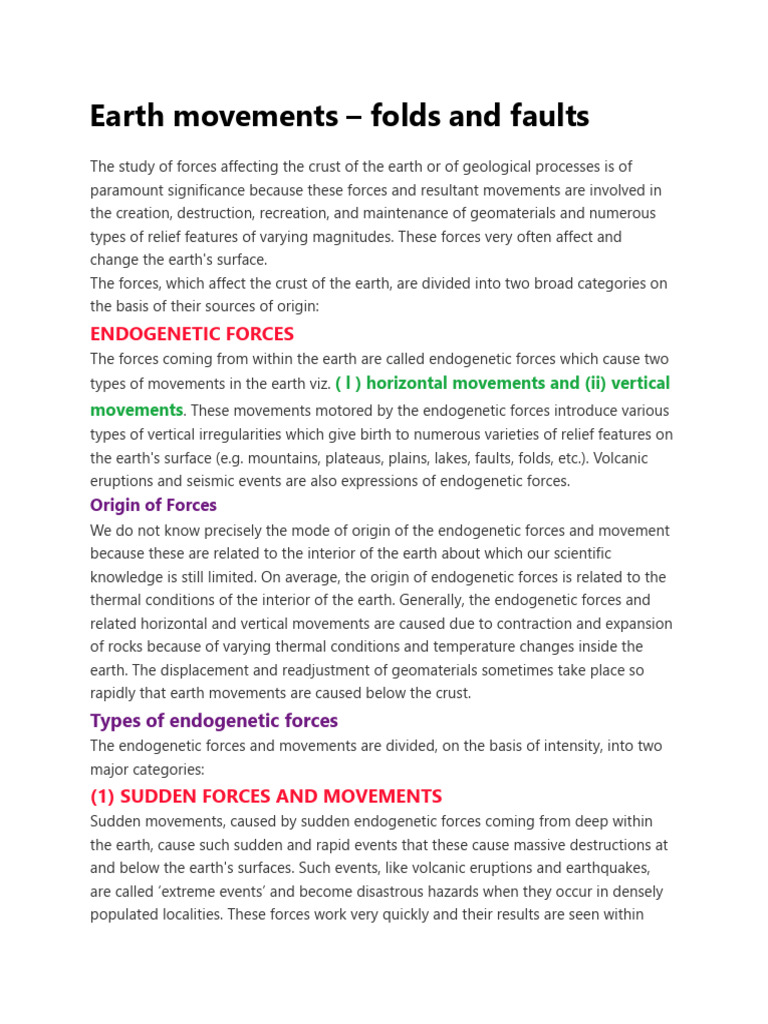 Earth Movements - Folds and Faults | PDF | Social Science | Science ...