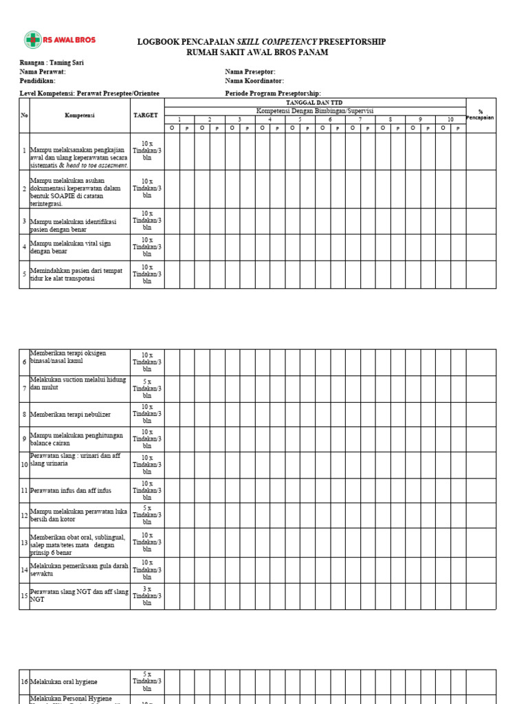 Logbook Preseptorship Keperawatan | PDF