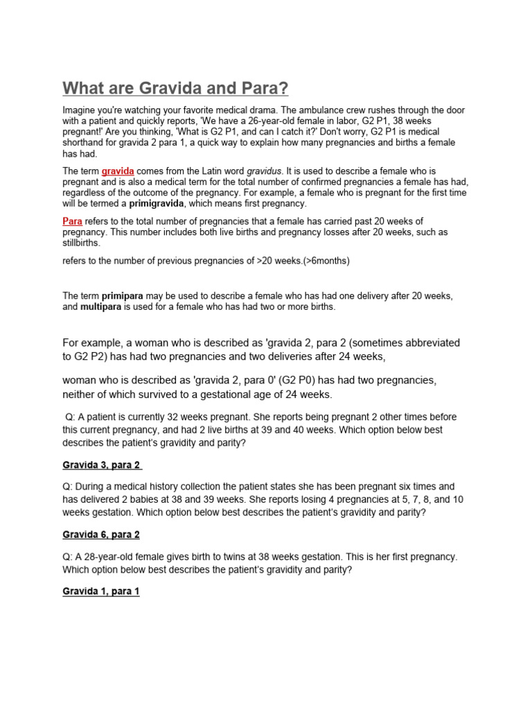 Gravida and para | PDF