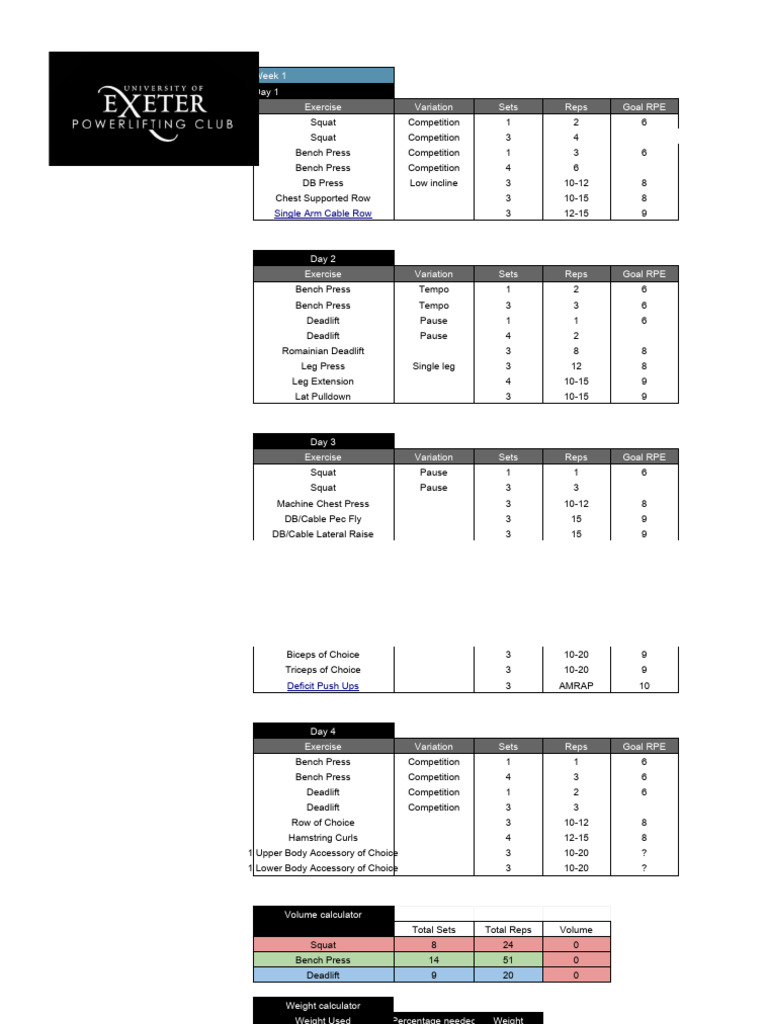Copia de Exeter Powerlifting Club Programme | PDF | Strength Training ...
