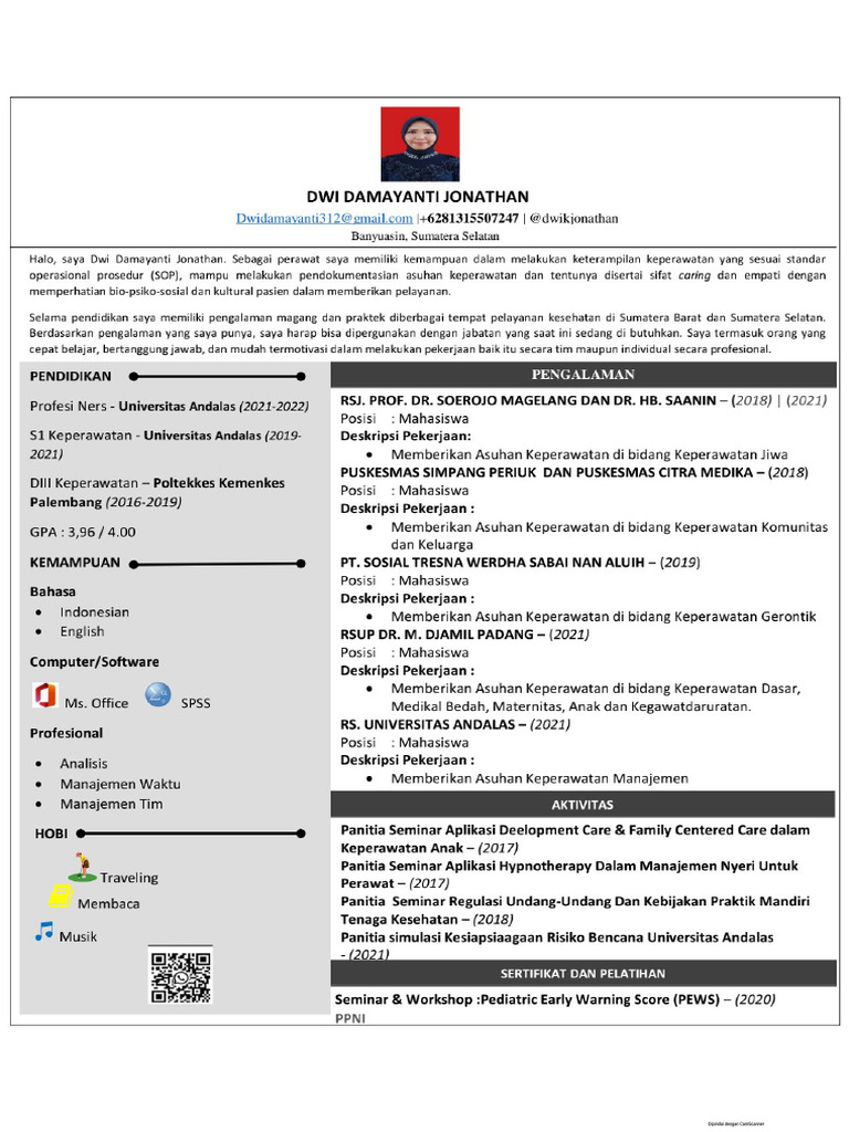 CV - Dwi Damayanti Jonathan | PDF