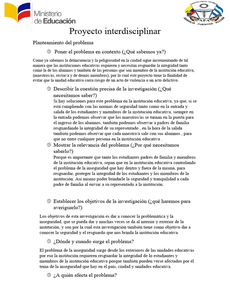 Proyecto Interdisciplinar | PDF | Violencia