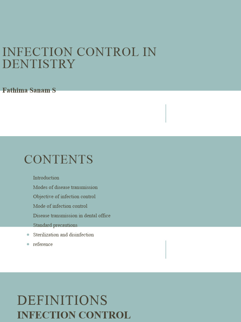 Infection Control in Dentistry | PDF