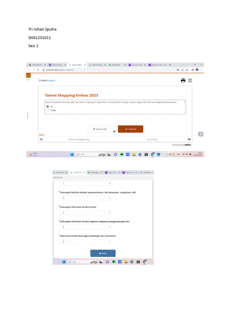 TRI JOHAN SAPUTRA - D061231011 - Bukti Talent Mapping | PDF