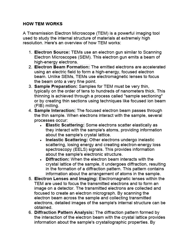 HOW TEM Works | PDF | Transmission Electron Microscopy | Scanning ...