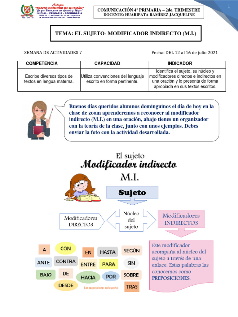 Modificadores Indirectos en Oraciones | PDF