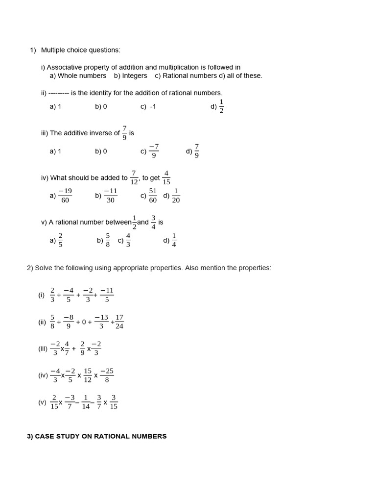 GR 8 Assignment (Rational Number) | PDF | Integer | Abstract Algebra
