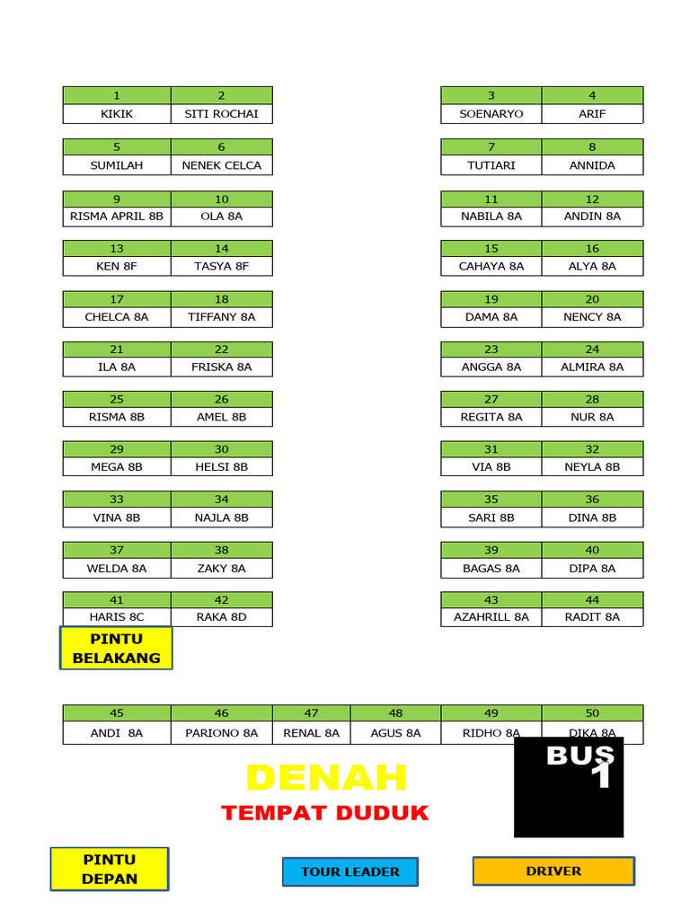Denah Seat Tempat Duduk | PDF